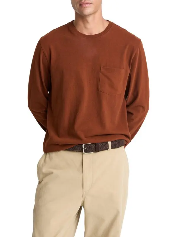 Vince Sueded Jersey Long-sleeve Pocket T-shirt - Copperhead