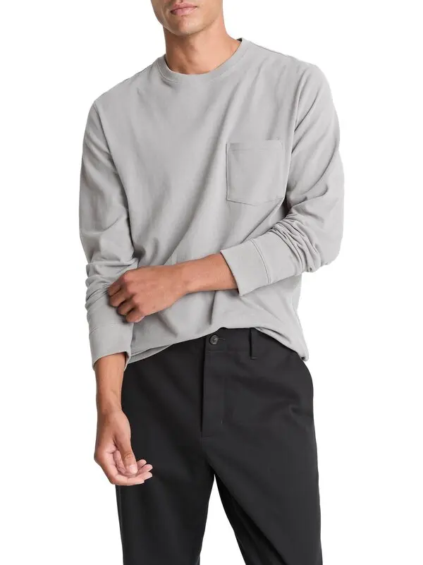 Vince Sueded Jersey Long-sleeve Pocket T-shirt - Heather Mouse