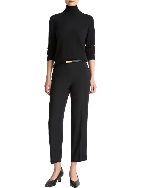 Vince Crepe Tapered Cropped Pull-on Pants - Black
