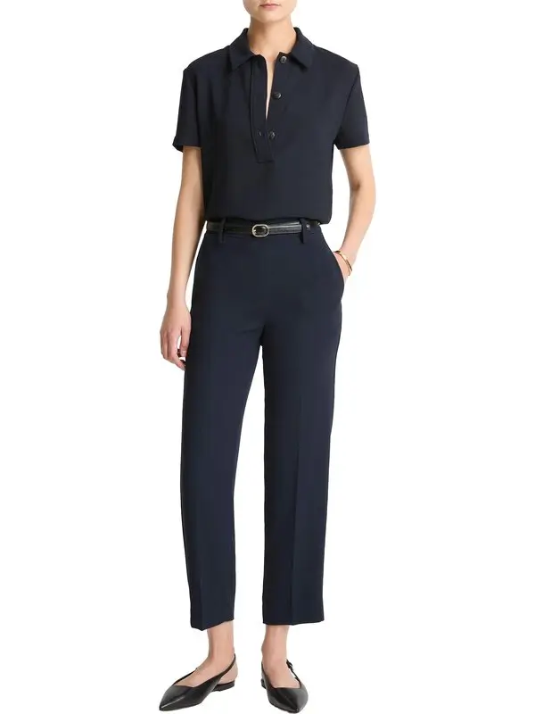 Vince Crepe Tapered Cropped Pull-on Pants - Coastal Blue