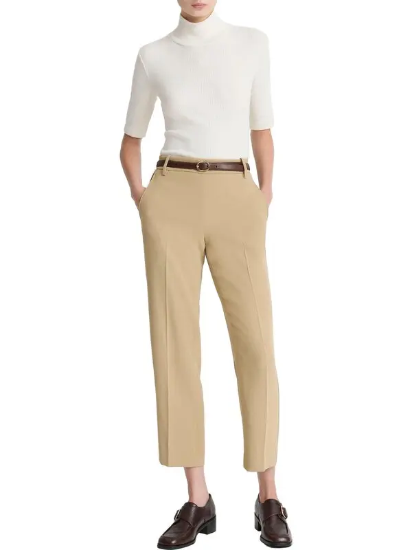 Vince Crepe Tapered Cropped Pull-on Pants - Cobble Stone