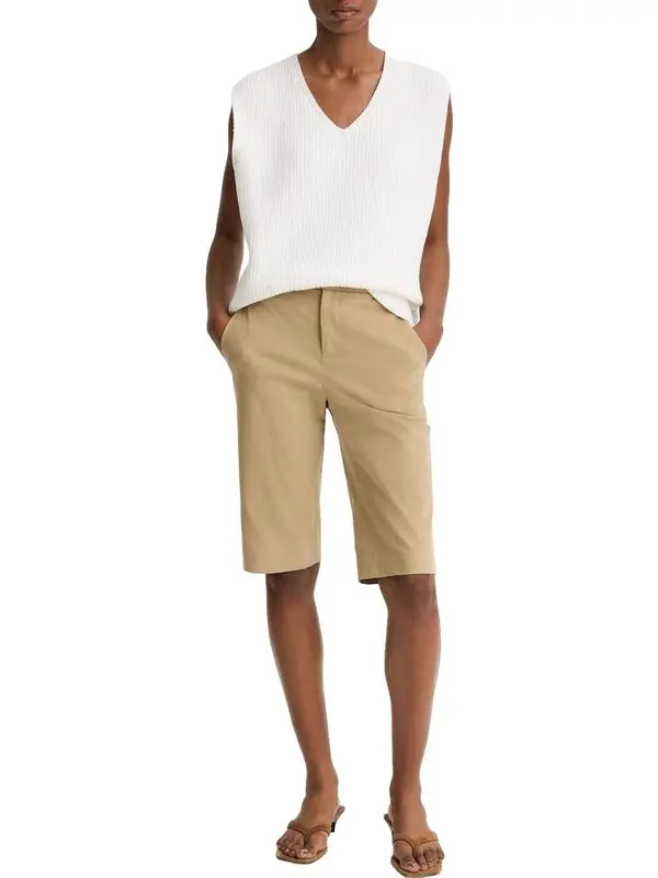 Vince Avery Mid-rise Italian Stretch-cotton Chino Shorts - Desert