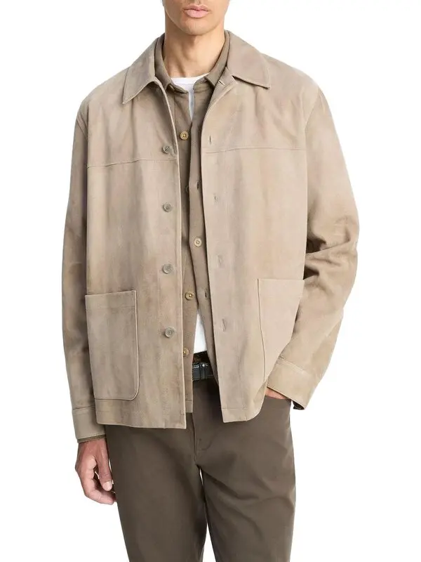 Vince Suede Shirt Jacket - Putty