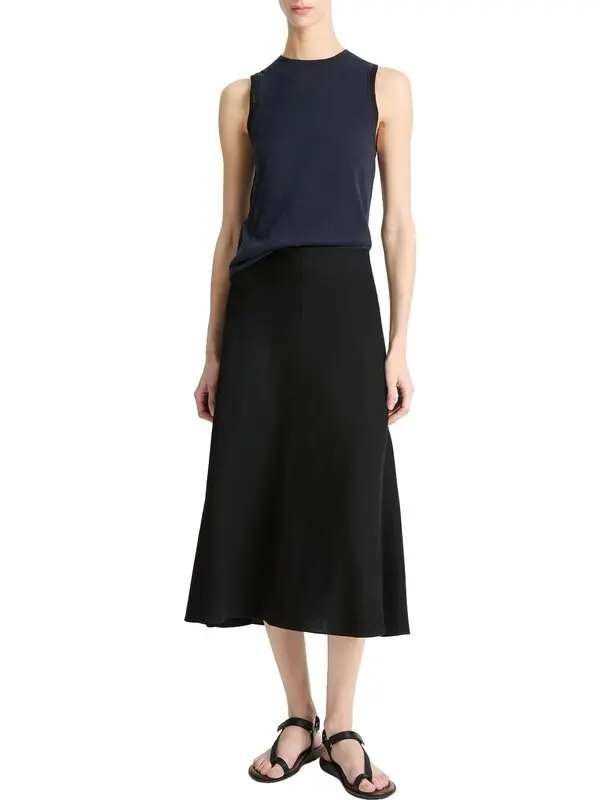 Vince Bias A-line Skirt In Viscose - Black