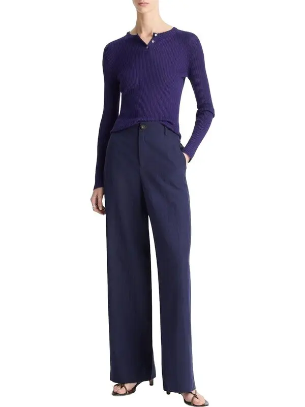 Vince Textured Relaxed Wide-leg Pants - Dark Eclipse