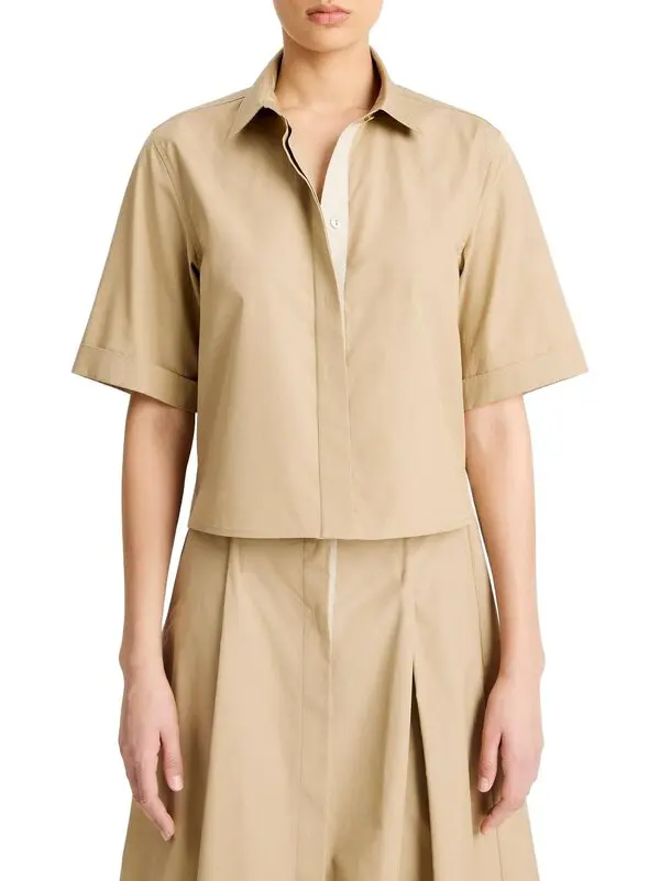 Vince Canvas Tape Cotton Button-front Shirt - Sandbar