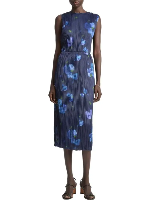 Vince Poppy Blur Crushed Satin Column Skirt - Midnight