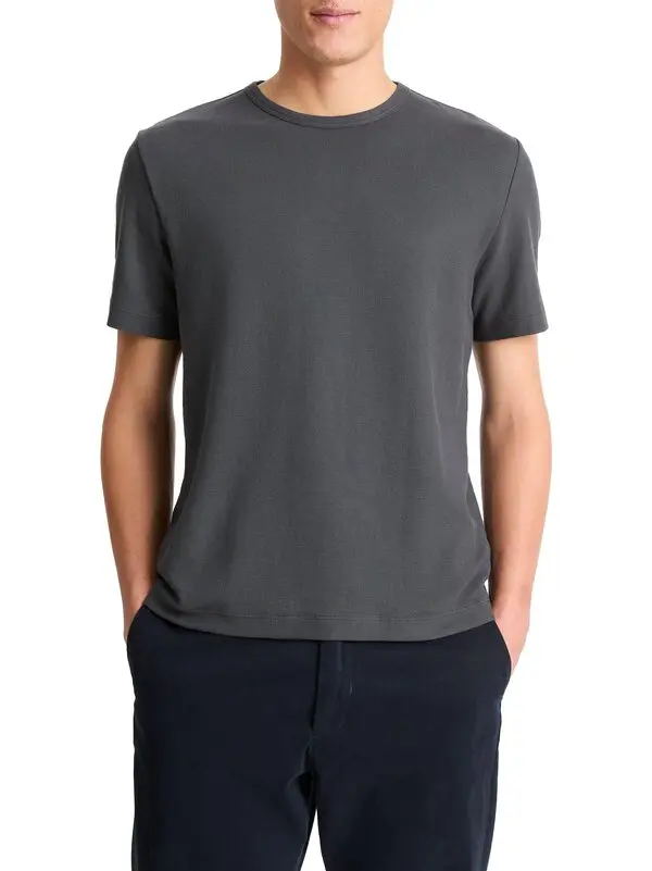 Vince Pima Cotton Piqué Crew Neck T-shirt - Soft Black