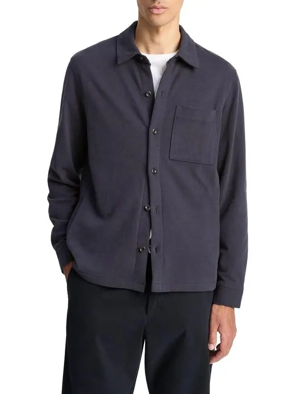 Vince Heavy Sueded Cotton Shirt Jacket - Coastal Blue