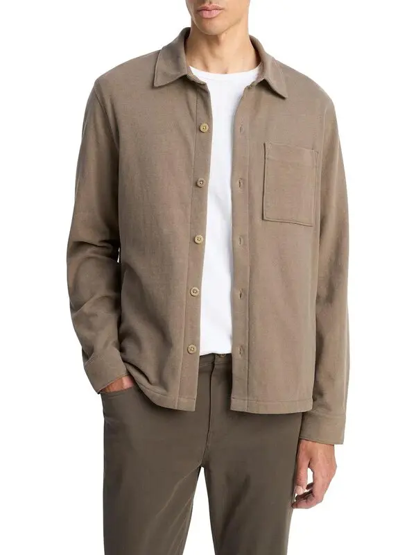 Vince Heavy Sueded Cotton Shirt Jacket - Dome