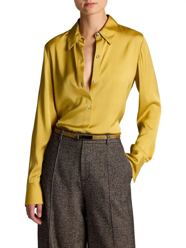 Vince Silk-blend Button-front Blouse - Daffodil