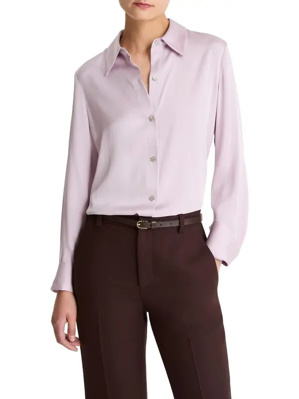 Vince Silk-blend Button-front Blouse - Iris Quartz