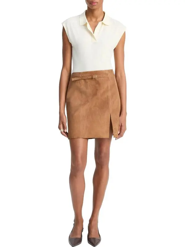 Vince Belted Suede Mini Skirt - Camarillo