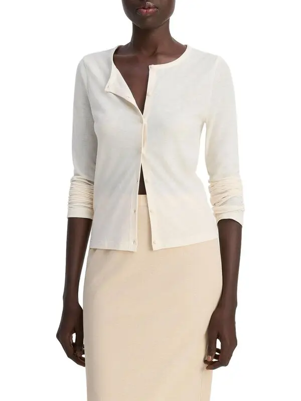 Vince Cotton Crepe Jersey Cardigan - Oat Shell