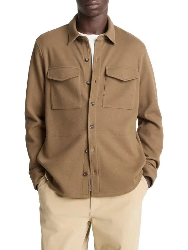 Vince Double-knit Cotton-blend Piqué Shirt Jacket - Highlands/medium Heather Grey