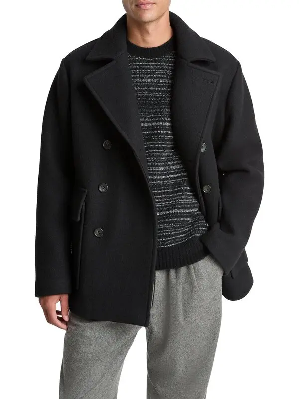 Vince Italian Wool-blend Peacoat - Black