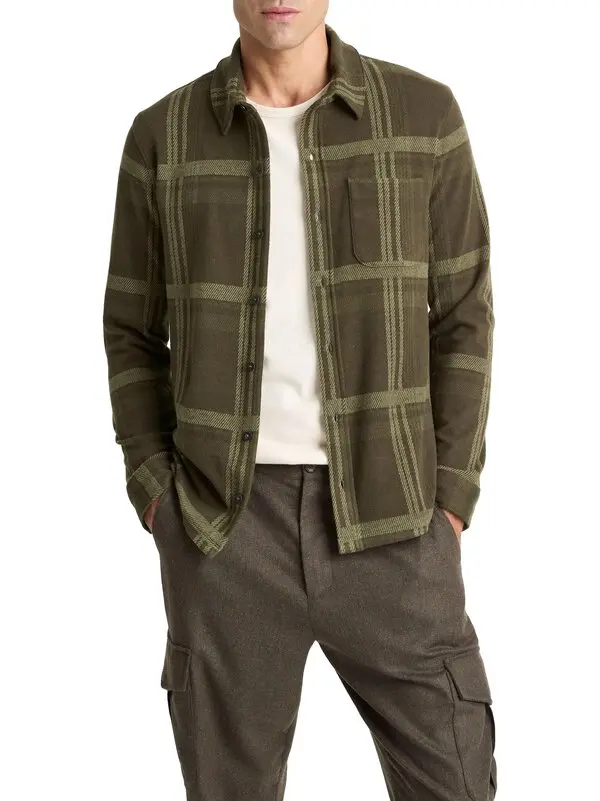 Vince Plaid Cotton-blend Shirt Jacket - Dark Leaf Combo