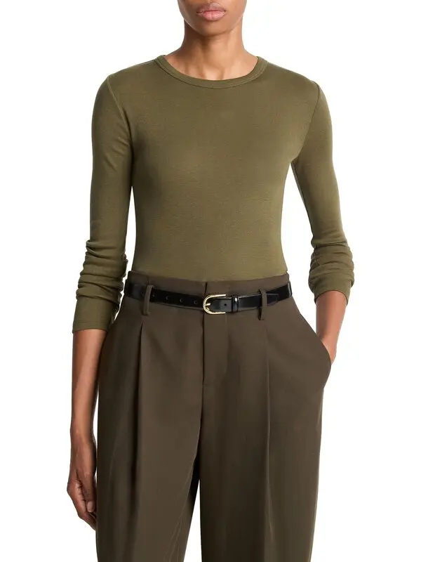 Vince Essential Pima Cotton-blend Long-sleeve T-shirt - Herba
