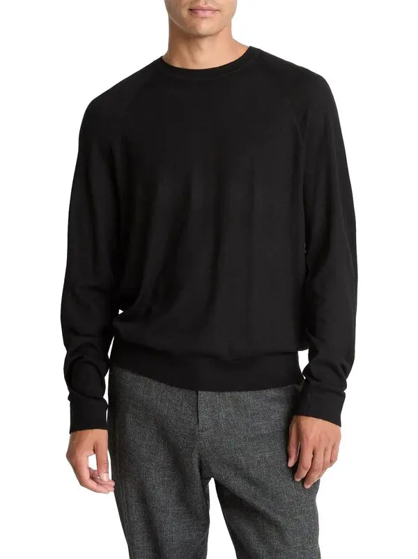 Vince Featherweight Wool-cashmere Crew Neck Sweater - Black