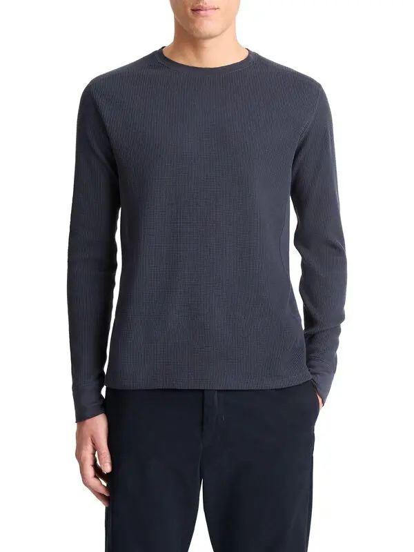 Vince Pima Cotton-blend Thermal Long-sleeve Pullover - Coastal Blue