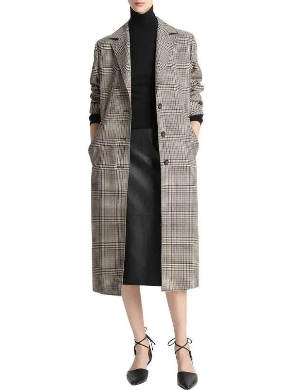 Vince Pressed Plaid Wool-blend Car Coat - Multi Plaid