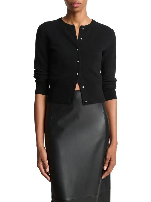 Vince Button Detailed Wool & Cashmere-blend Cardigan - Black