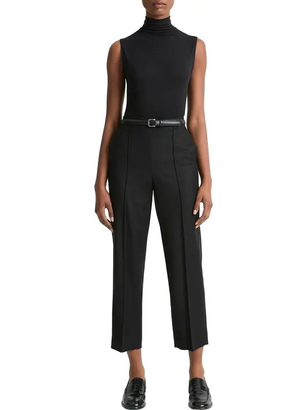 Vince Sleeveless Turtleneck Jersey Top - Black