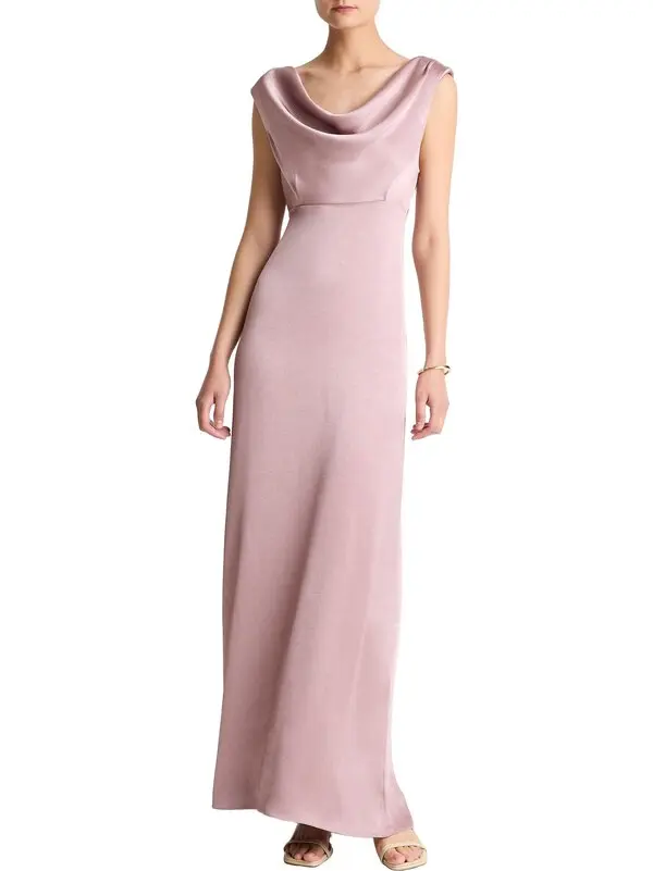 Vince Satin Draped Cowl Neck Maxi Dress - Beet Root