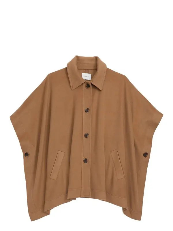 Vince Leather-trim Wool Cape - Camel