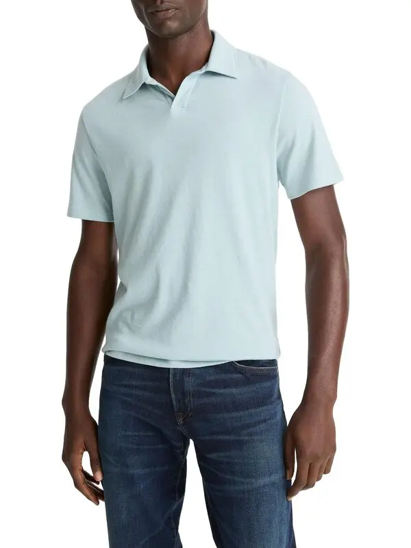 Vince Cotton Johnny-collar Polo Shirt - Dark Cascade