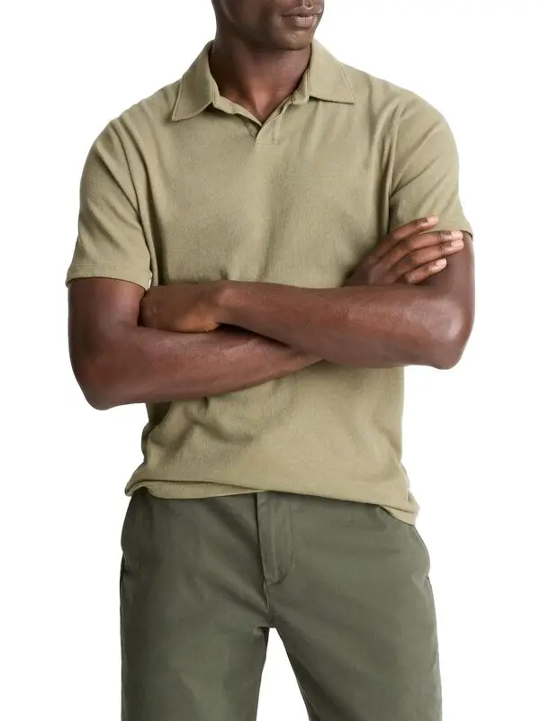 Vince Cotton Johnny-collar Polo Shirt - Sage