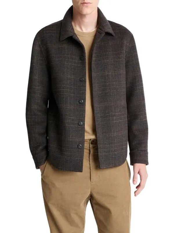 Vince Plaid Wool-blend Shirt Jacket - Dark Mission