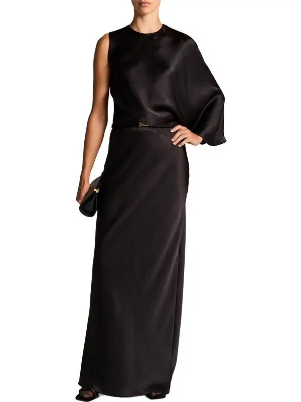 Vince Satin Bias Column Skirt - Black