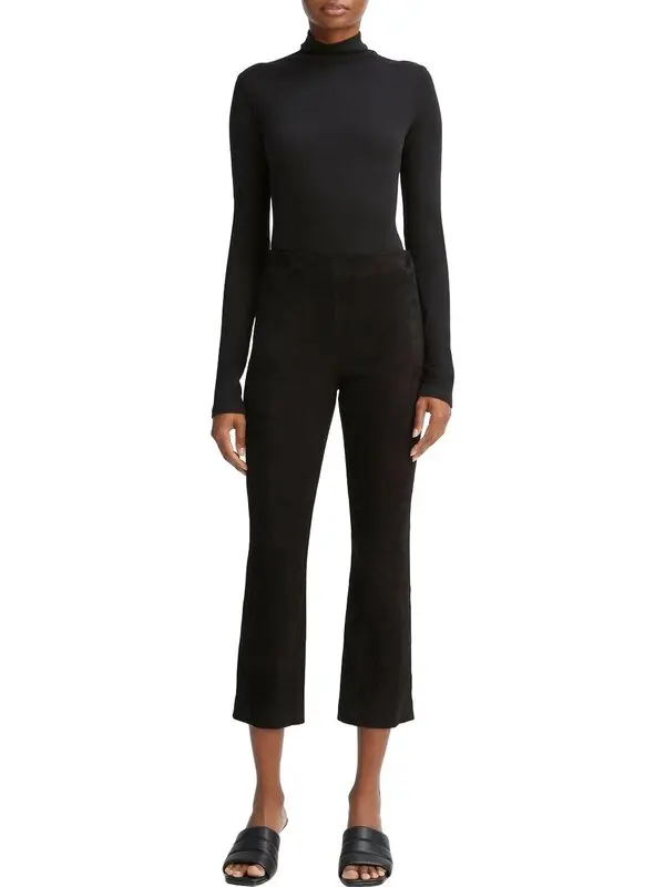 Vince Stretch-suede Cropped Flare Leggings - Black