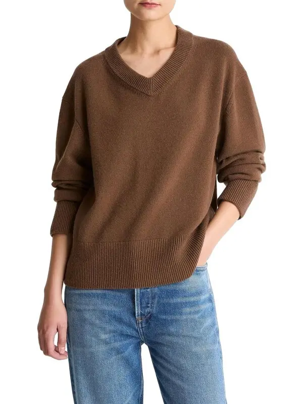 Vince Wool-cashmere V-neck Sweater - Hazelnut