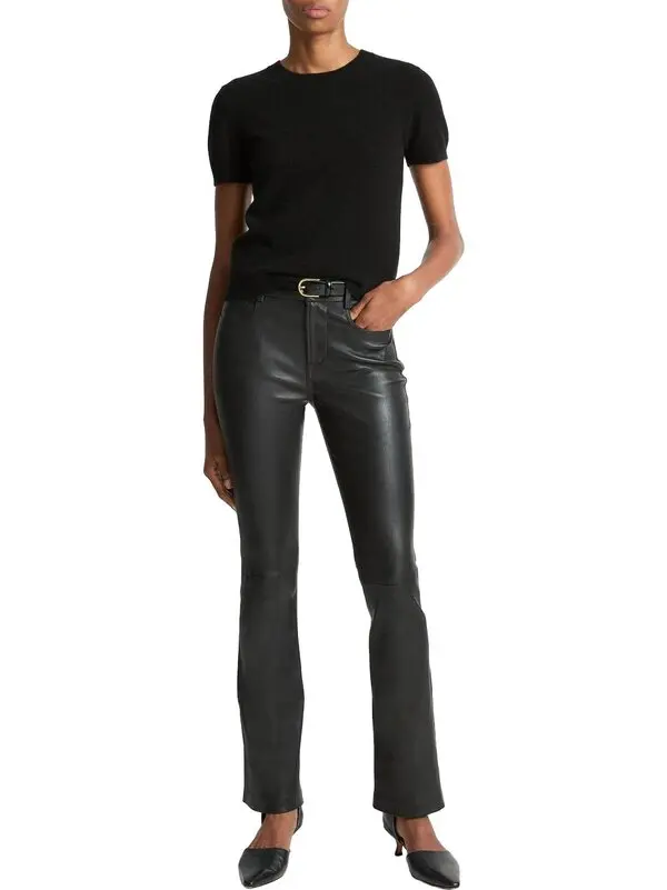 Vince Stretch Leather Boot-cut Pants - Black