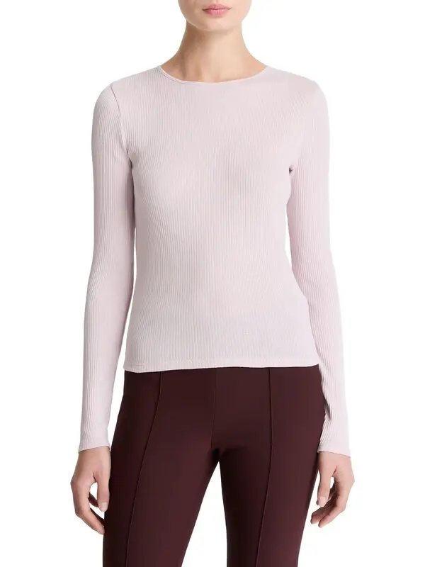 Vince Ribbed Pima Cotton Long-sleeve T-shirt - Iris Quartz