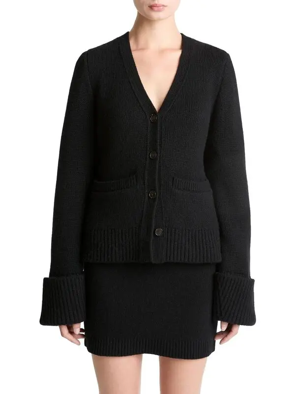 Vince Double-face Wool & Cashmere Blend Cardigan - Black