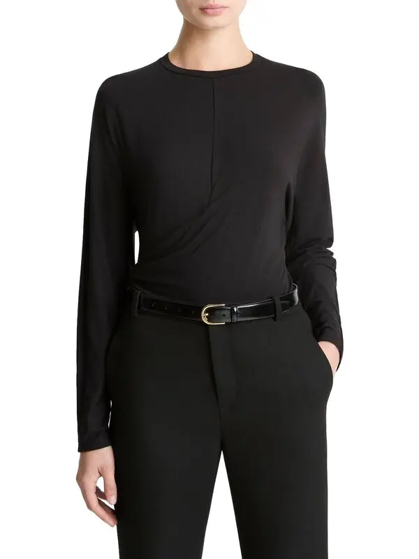 Vince Long-sleeve Draped T-shirt - Black