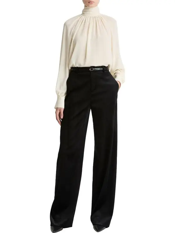 Vince High-waist Wide-leg Velvet Corduroy Trousers - Black