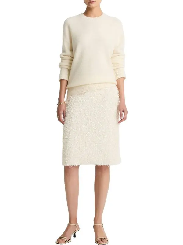 Vince Feathery-fringe Knee-length Skirt - Light Cream