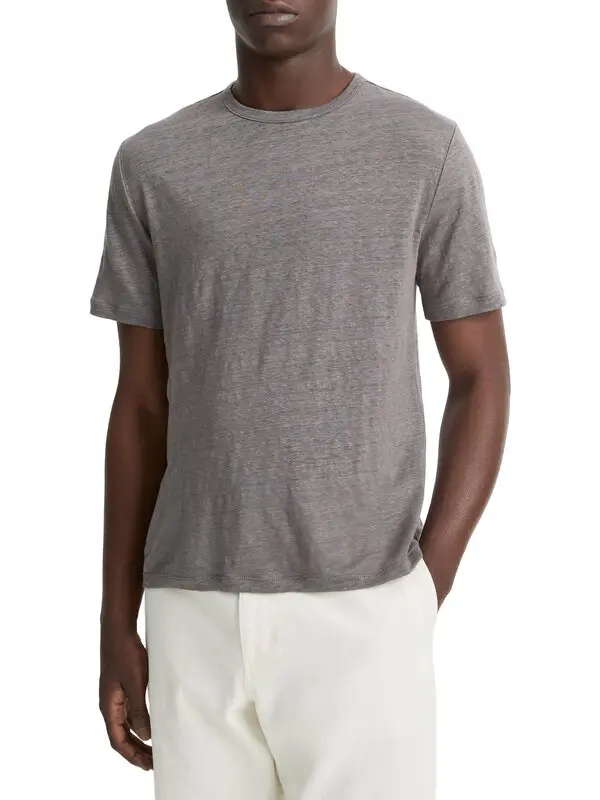 Vince Linen Crew Neck T-shirt - Iron