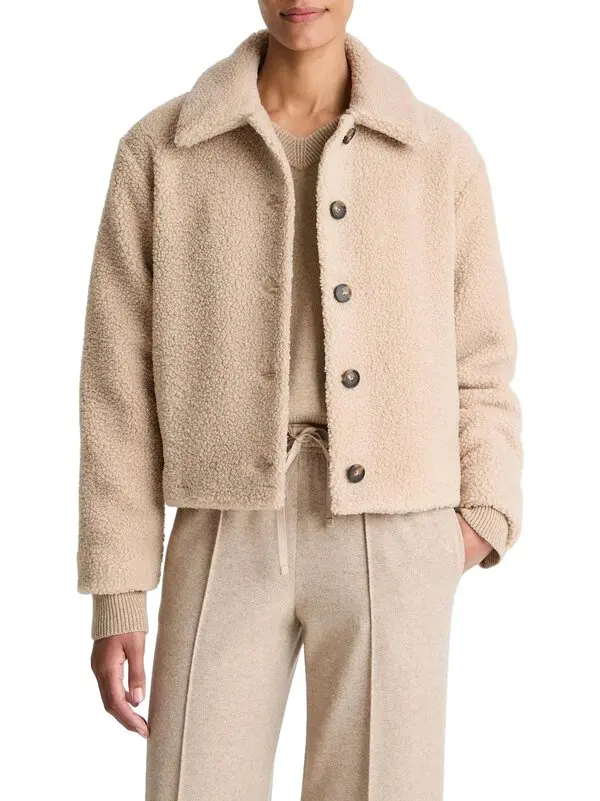 Vince Collared Sherpa Jacket - Marzipan