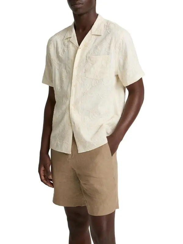 Vince Embroidered Floral Cabana Shirt - Blanco