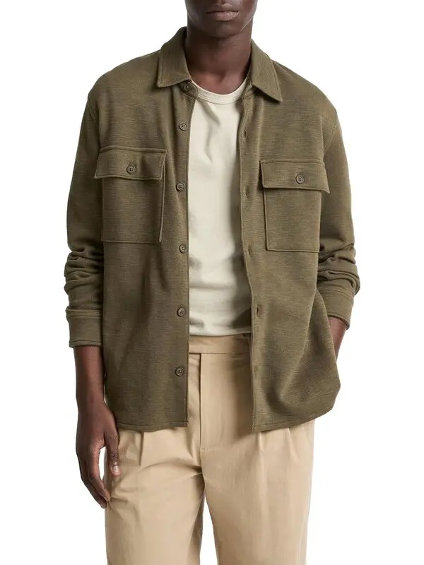 Vince Double-slub Cotton-blend Shirt Jacket - Moss