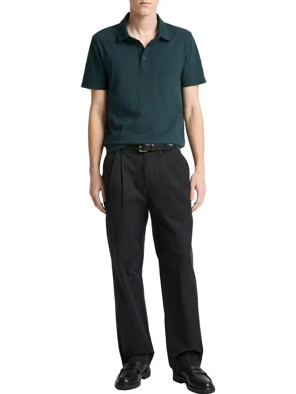 Vince Louie Relaxed Stretch-cotton Double-pleated Trousers - Black
