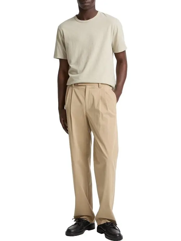 Vince Louie Relaxed Stretch-cotton Double-pleated Trousers - Teak