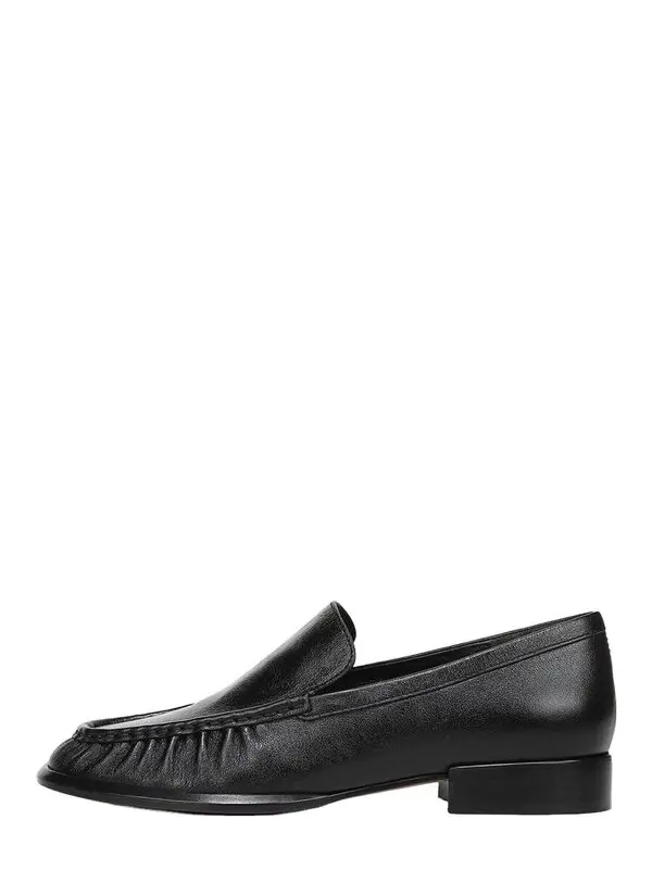 Vince Nora Leather Loafers With Ruched Detailing - Black