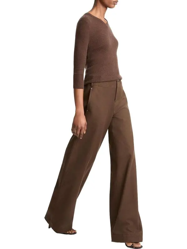 Vince Italian Cotton Utility Double-waist Wide-leg Pant - Willow