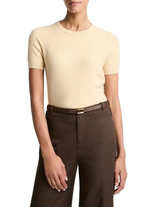 Vince Wool & Cashmere-blend Short-sleeve Sweater - Chamomile